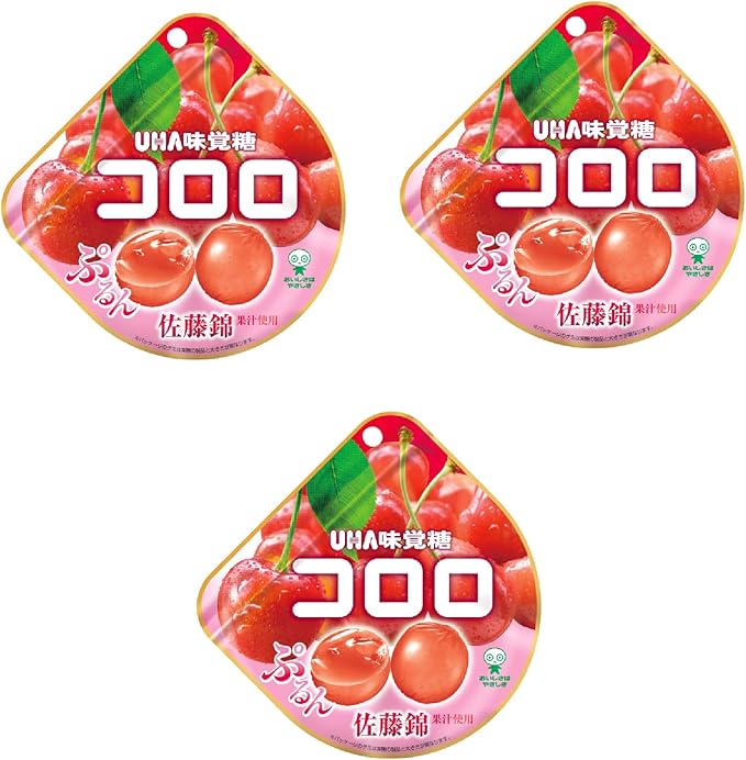 Amazon.co.jp: コンビニー限定 2023年4月 UHA味覚糖 コロロ ぷるん 佐藤錦 果汁使用 グミキャンディ 40gx3袋 食べ試しセット : 食品・飲料・お酒
