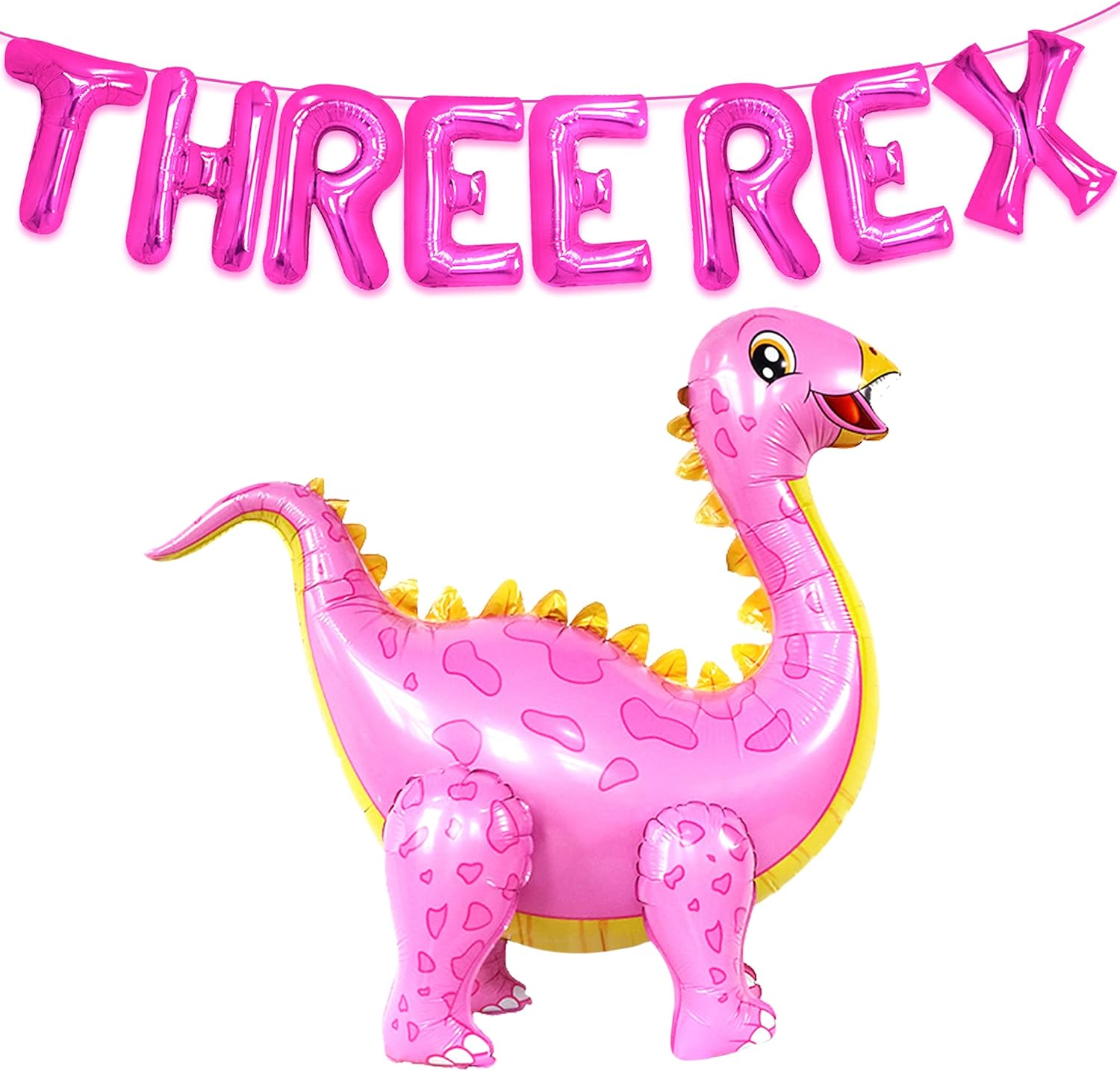 Amazon.com: KatchOn, Giant Pink Three Rex Balloons - 35 Inch | Three ...