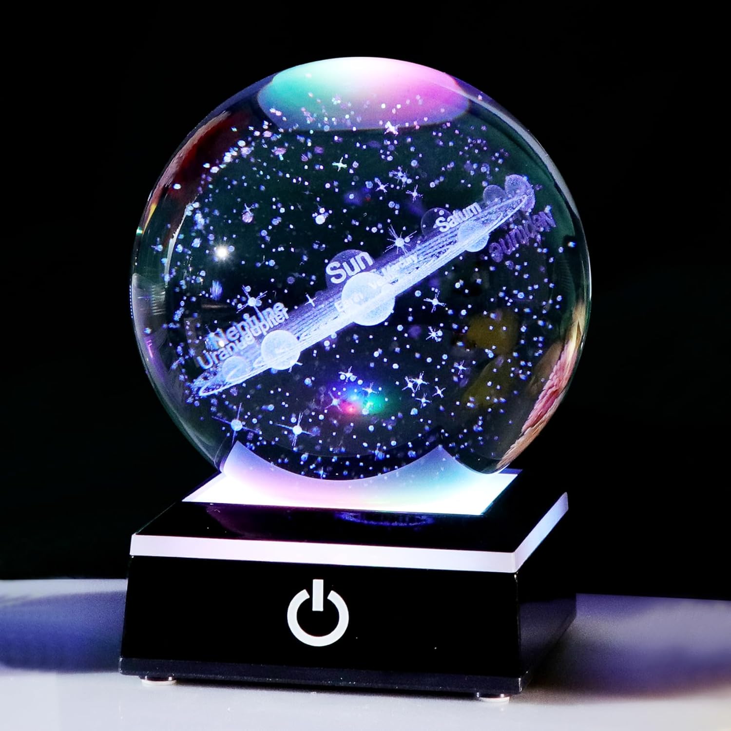 Amazon.com: Ornalrist 3.15" K9 Crystal 3D Solar System Ball with Black ...