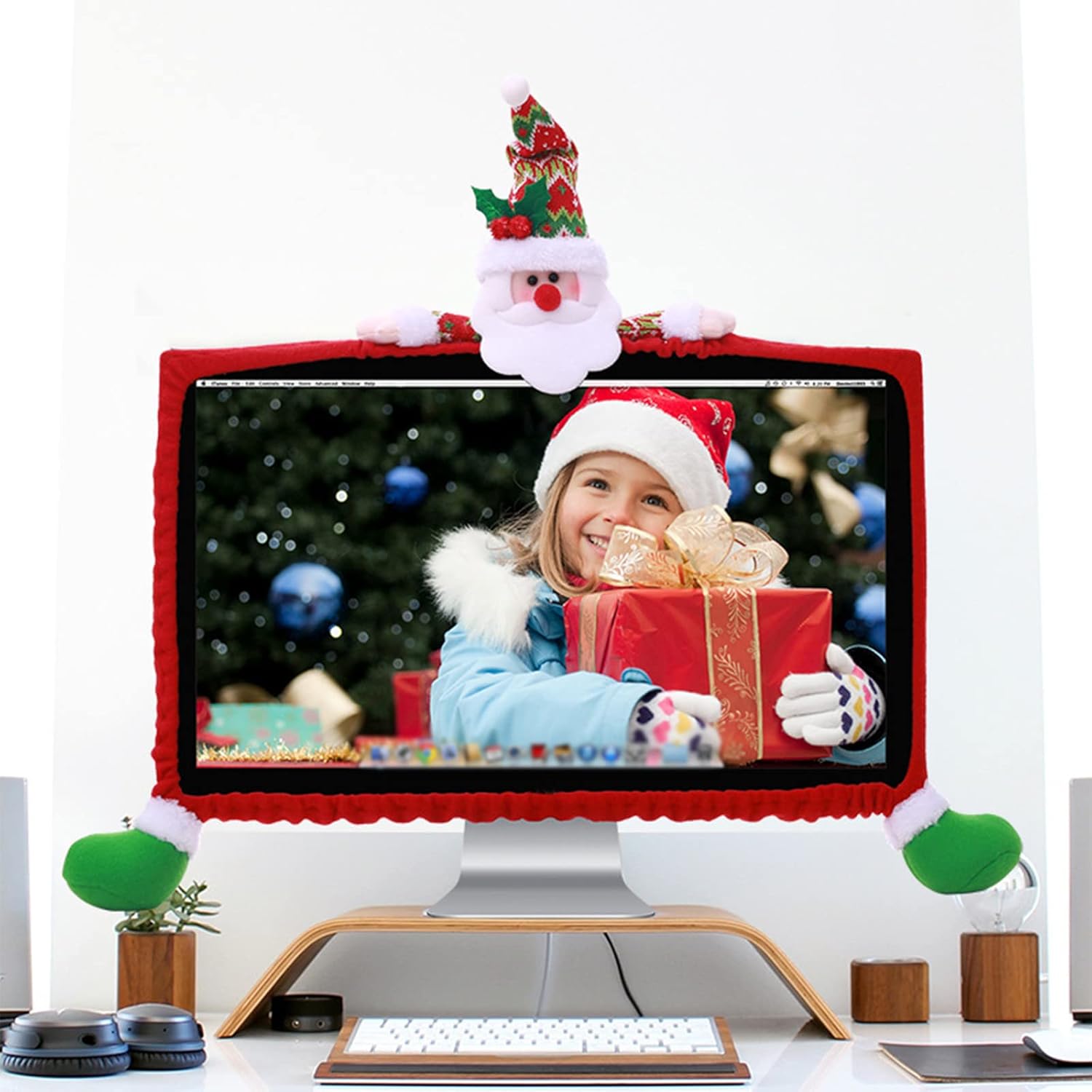 Amazon.com: Christmas Computer Monitor Border Decorations, Santa ...