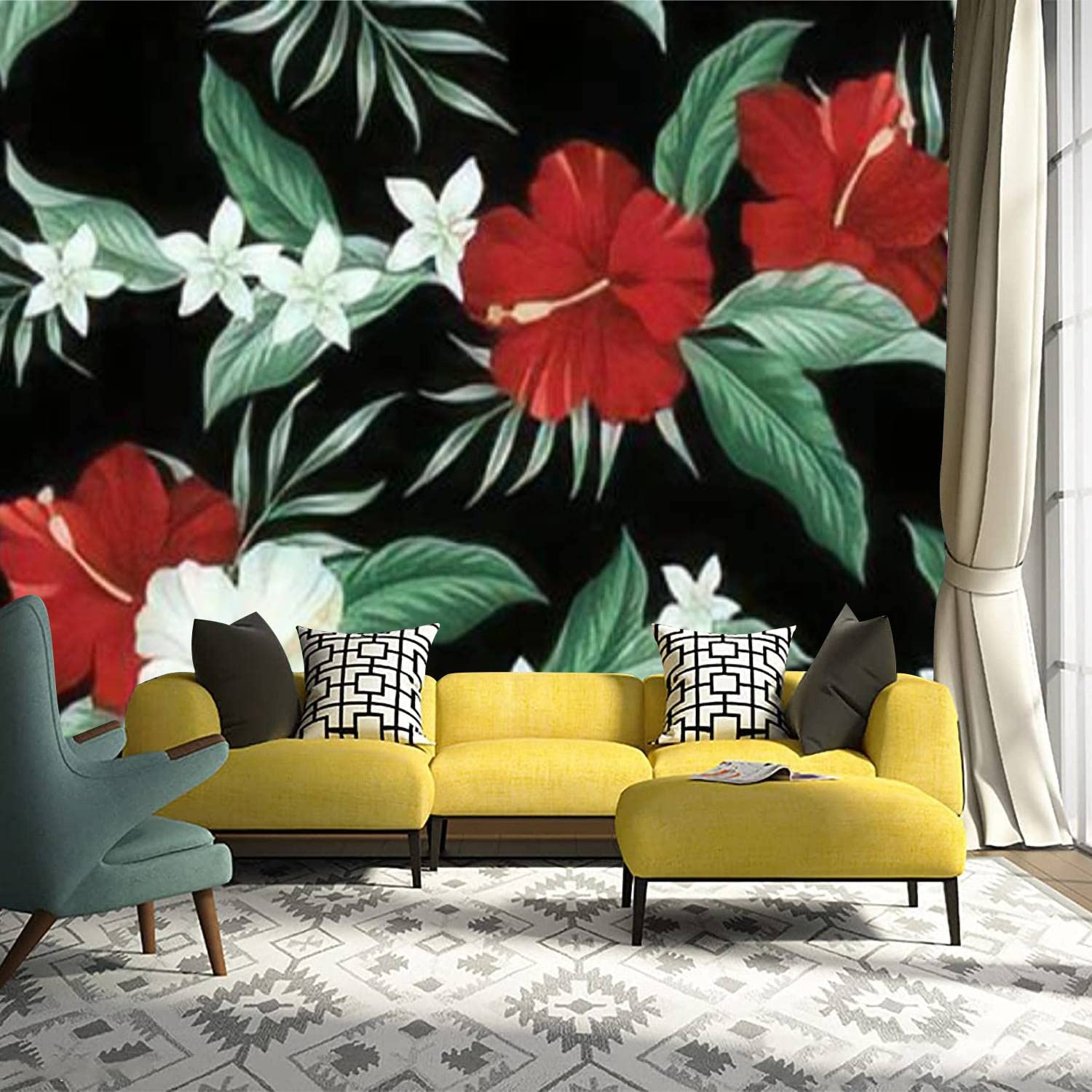 Red Hawaiian Flowers Background