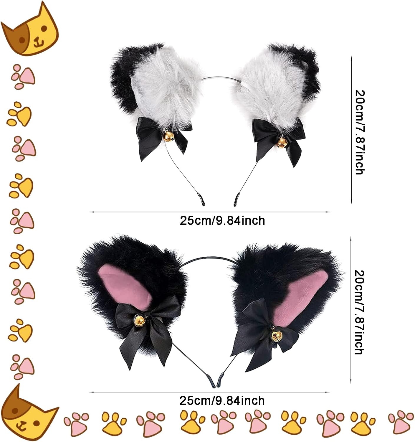 通用 Cute Cat Ears Hairband 2 Pieces Black Animal Headdress Cat Ears ...