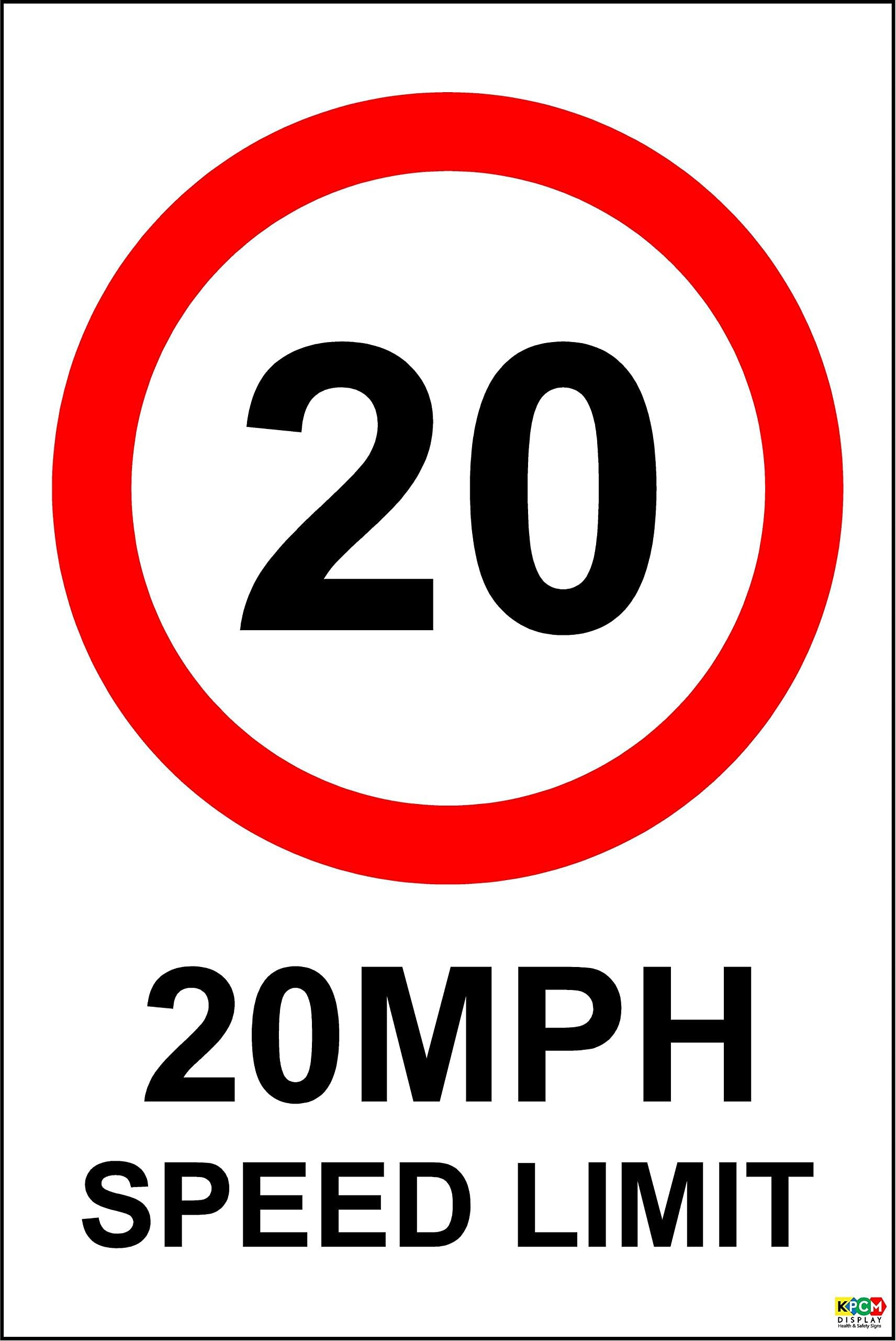 5 MPH Speed Limit Safety Sign - 1.2mm Rigid plastic 300mm x 200mm ...