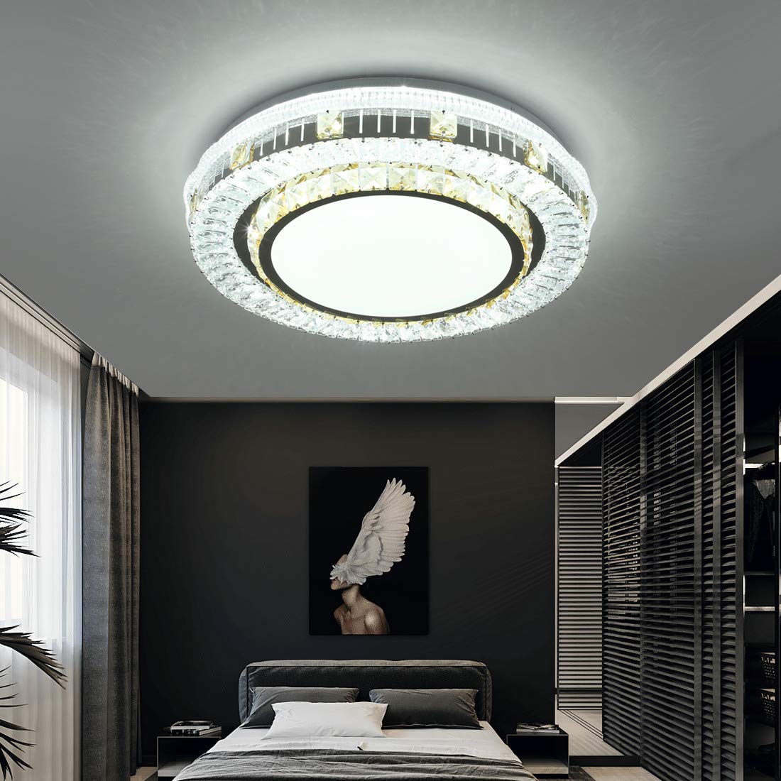 Crystal LED Flush Mount Ceiling Light Fixture, 35W 14.9 Inch, 3000 ...
