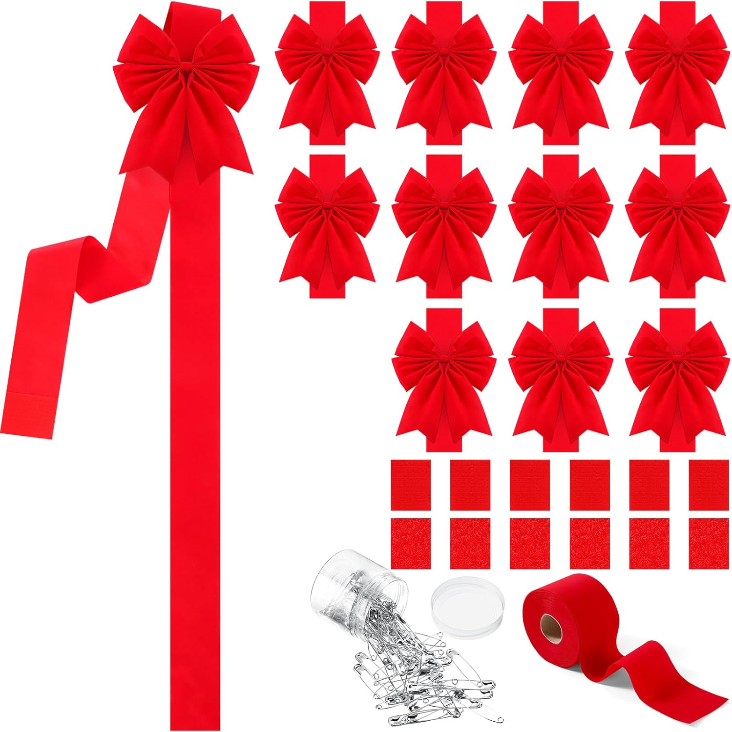 Amazon.com: Syhood 12 Pieces Christmas Cabinet Ribbons Xmas Door Ribbon ...