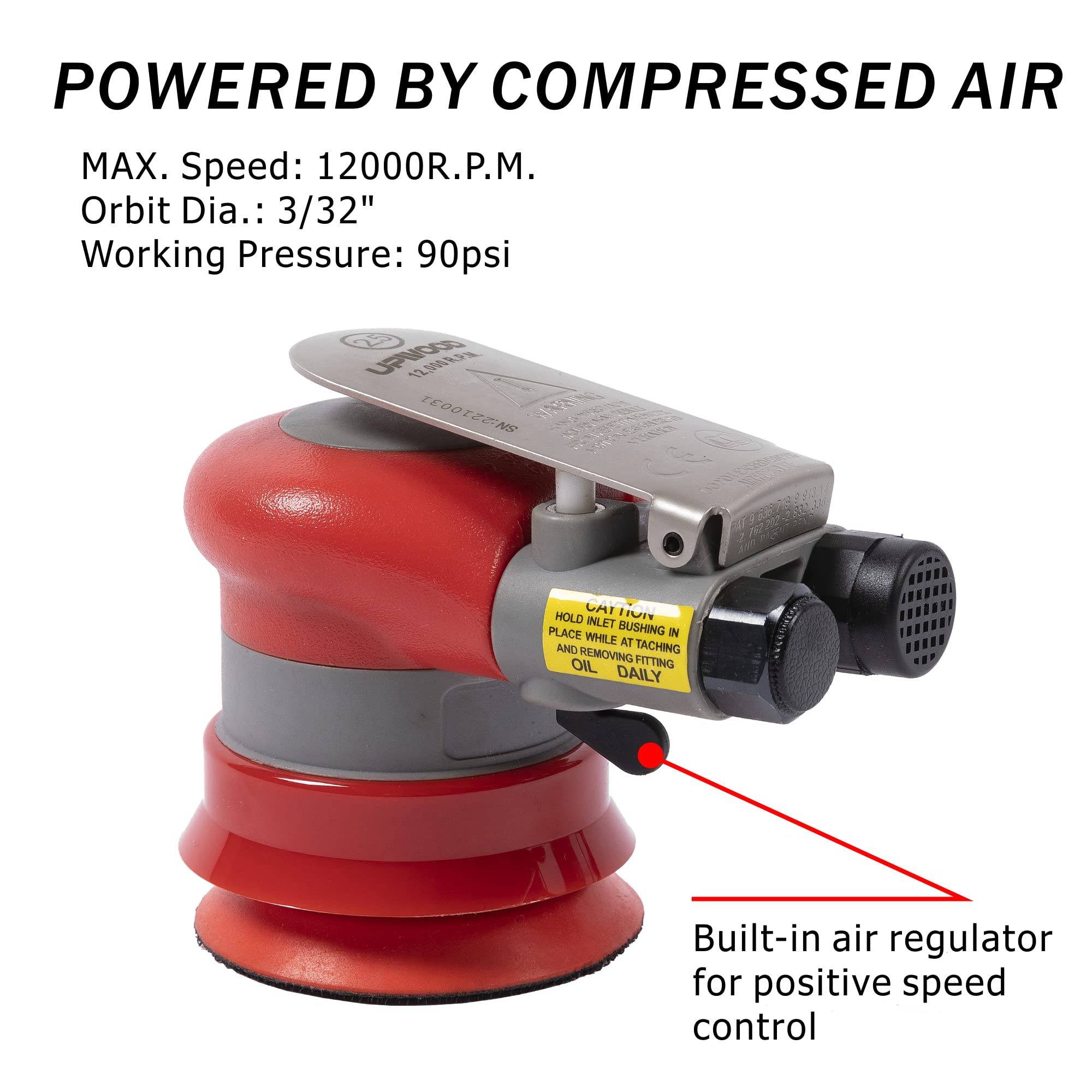 Pneumatic random orbital sander 3-inch light weight palm sander 3/32 ...