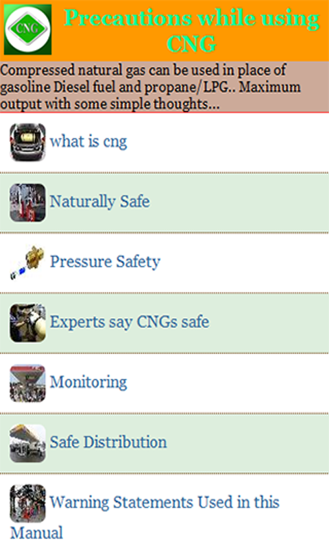 Precautions while using CNG - App on Amazon Appstore