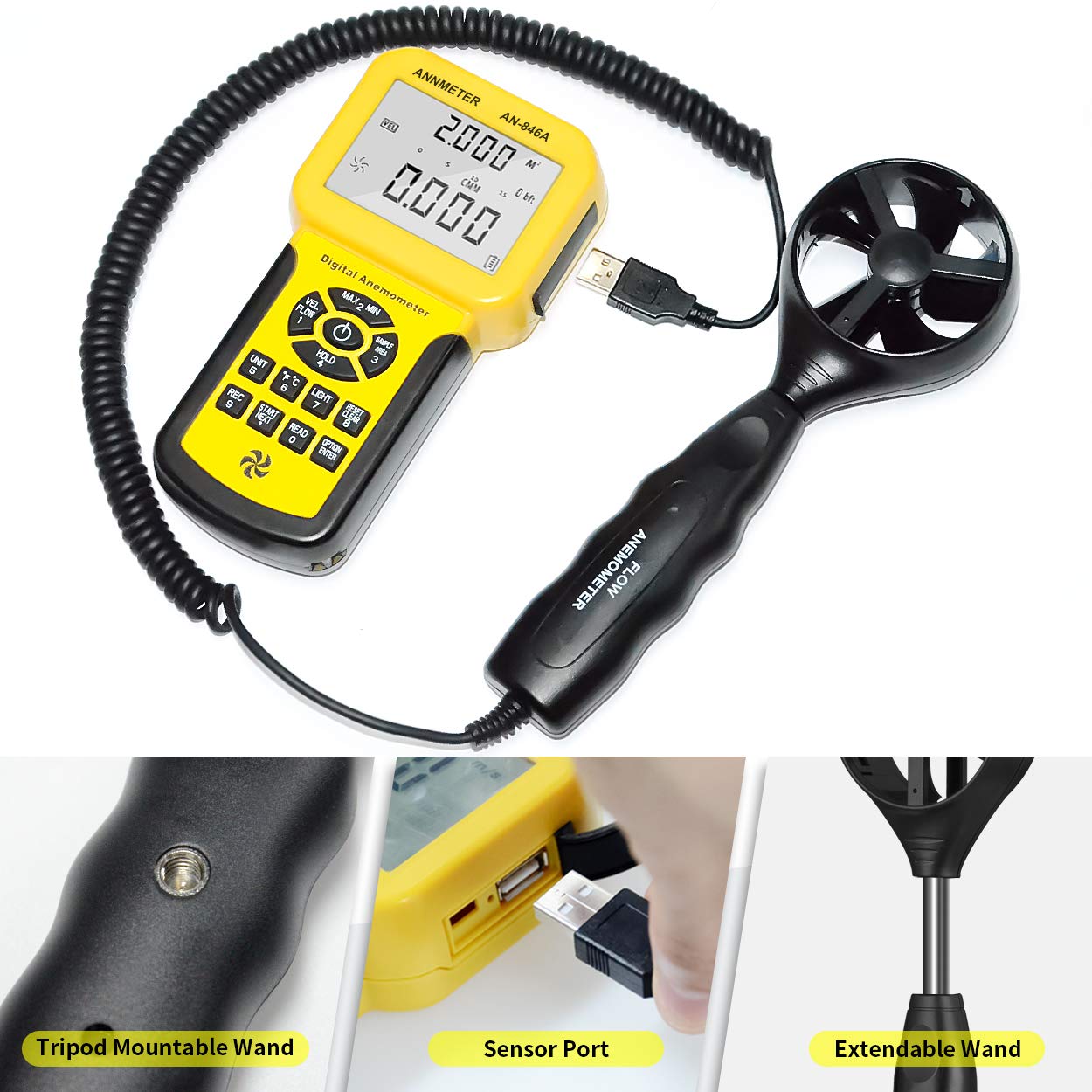 Snapklik.com : AIOMEST Precise CFM Meter Handheld HVAC Anemometer ...