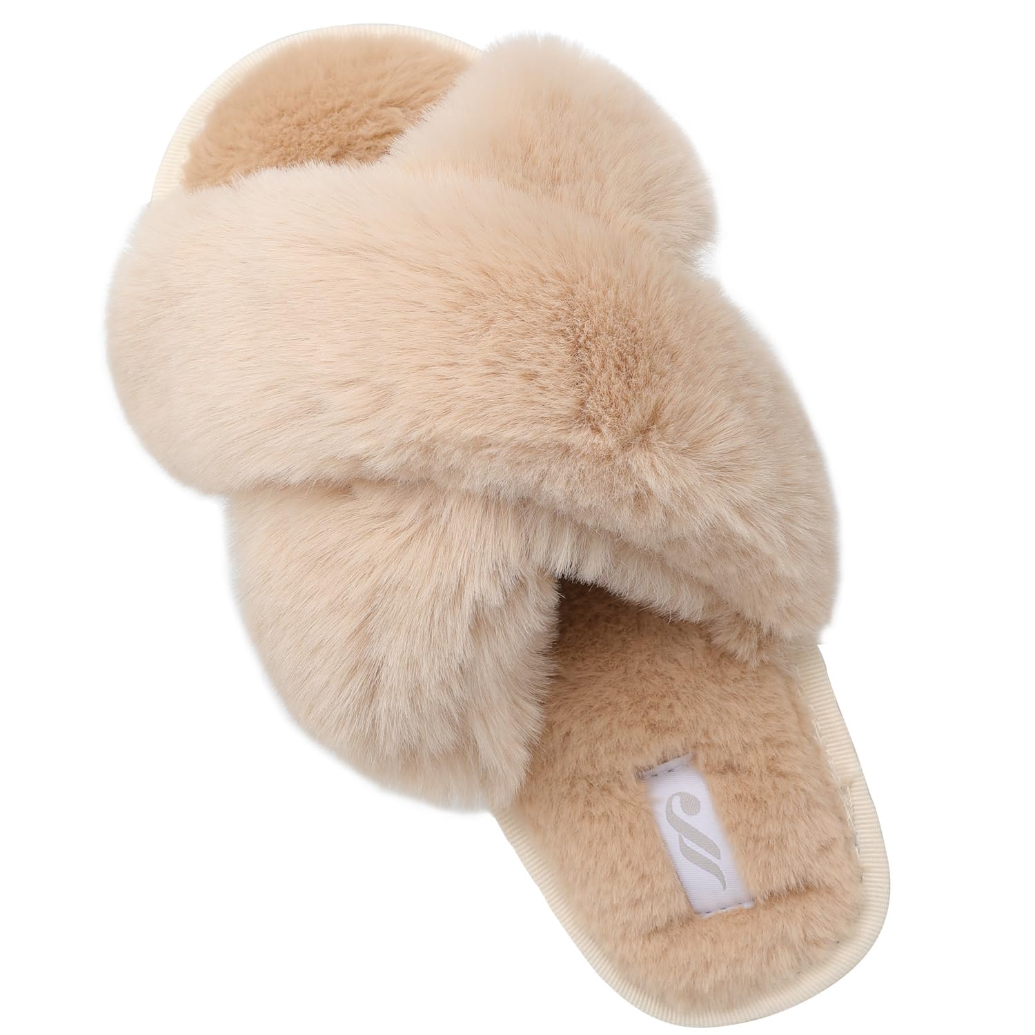 Snapklik.com : Womens Cross Plush Fuzzy House Slippers Fur Furry Slide ...