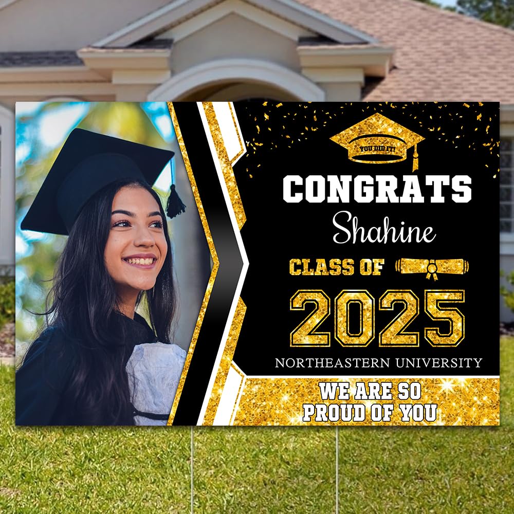 Amazon.com : Personalized Graduation Yard Sign 2025 With Photo, Class ...