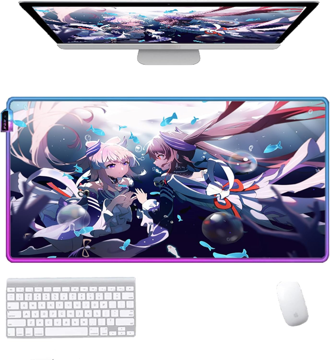 Amazon.com: Mouse Pads Cartoon Girl Cute Gaming Mouse Pad RGB Extra ...