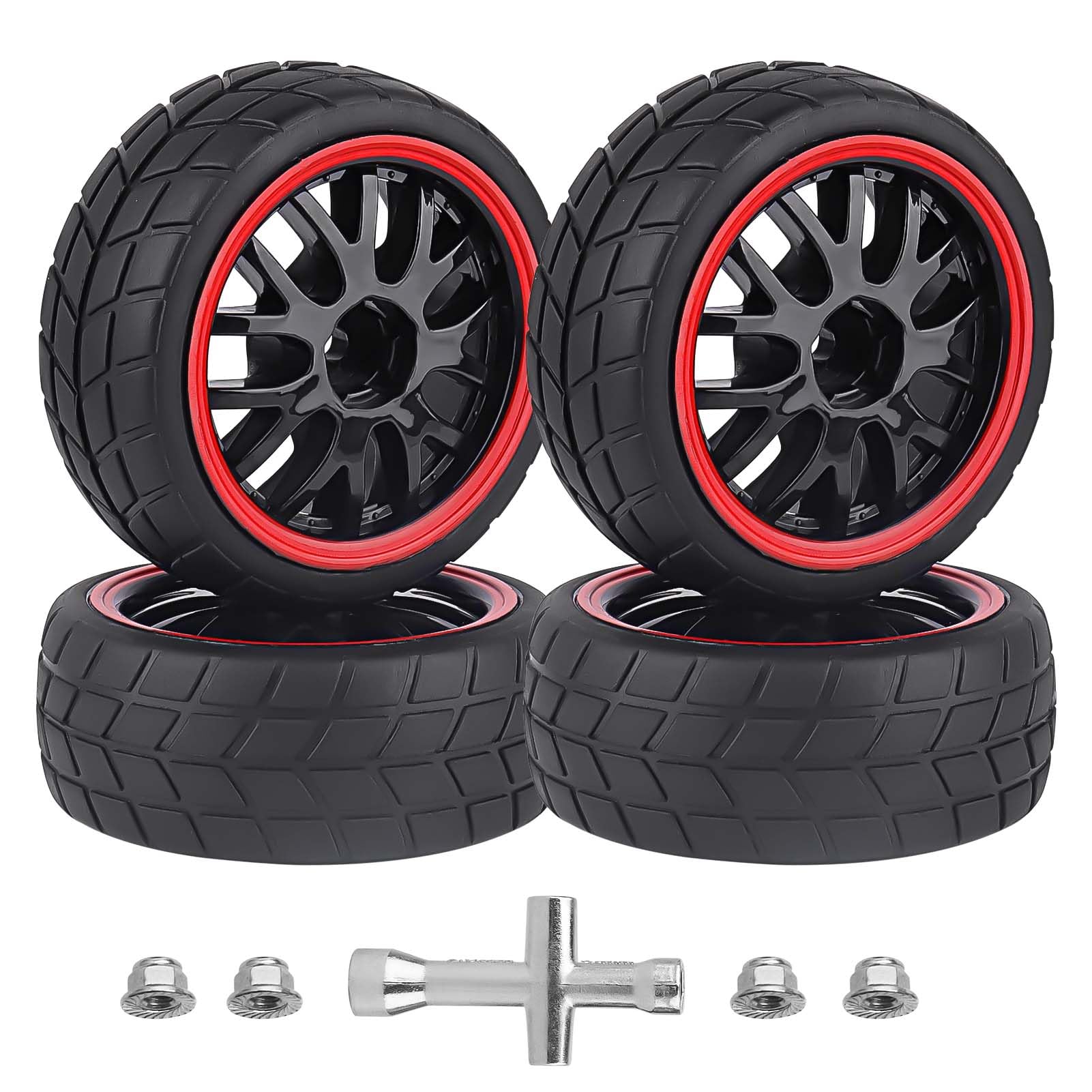 Amazon.com: HobbyPark 12mm Hex PreGlued 1/10 RC Touring Car Wheels and ...