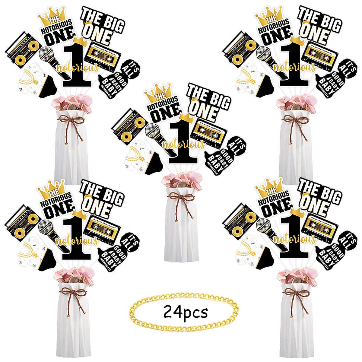 Amazon.com: kreat4joy Notorious One Birthday Decorations Hip Hop 1st ...