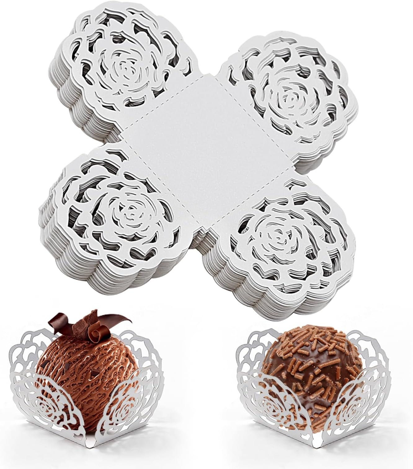 Amazon.com: 50pcs Chocolate Paper Cups, Truffle Wrapper, Mini Baking ...