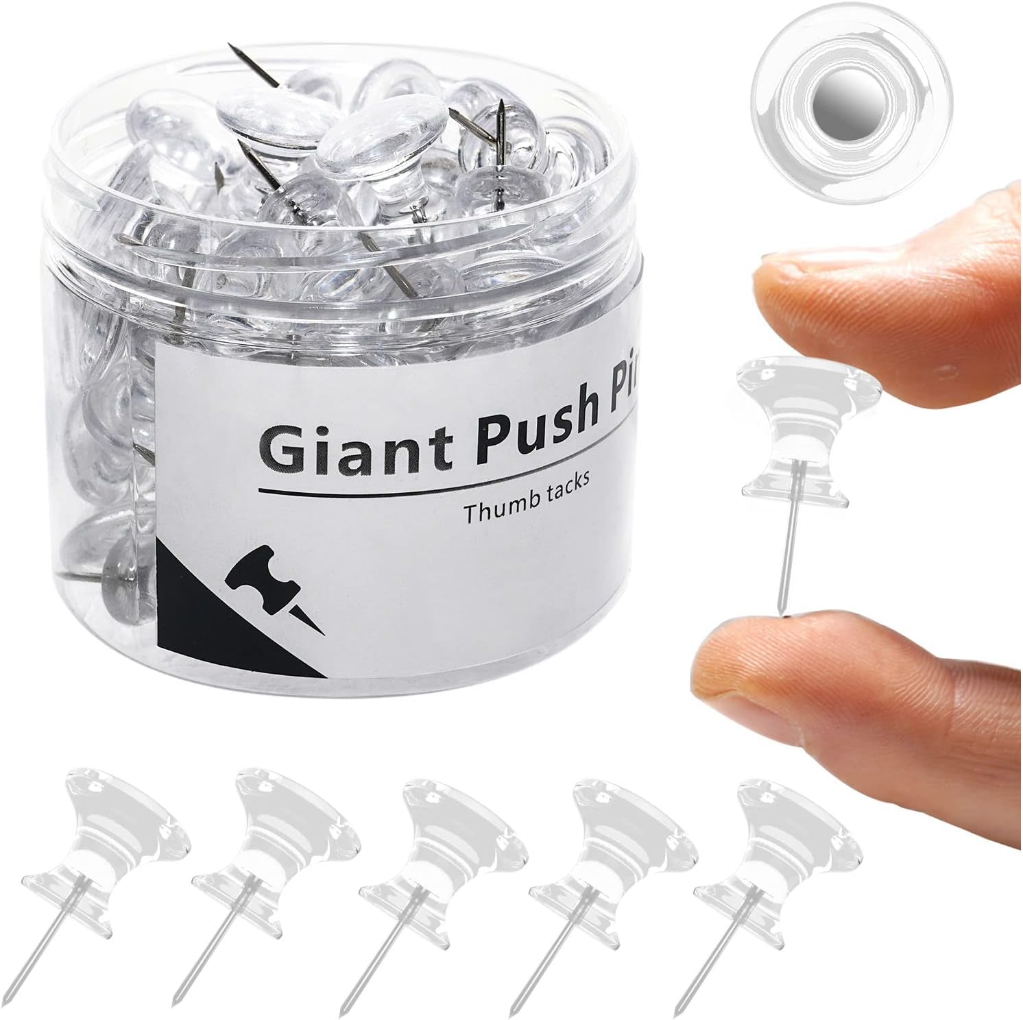 Amazon.com: 40 Count 1.8 Inch Jumbo Push Pins for Cork Board, Giant ...