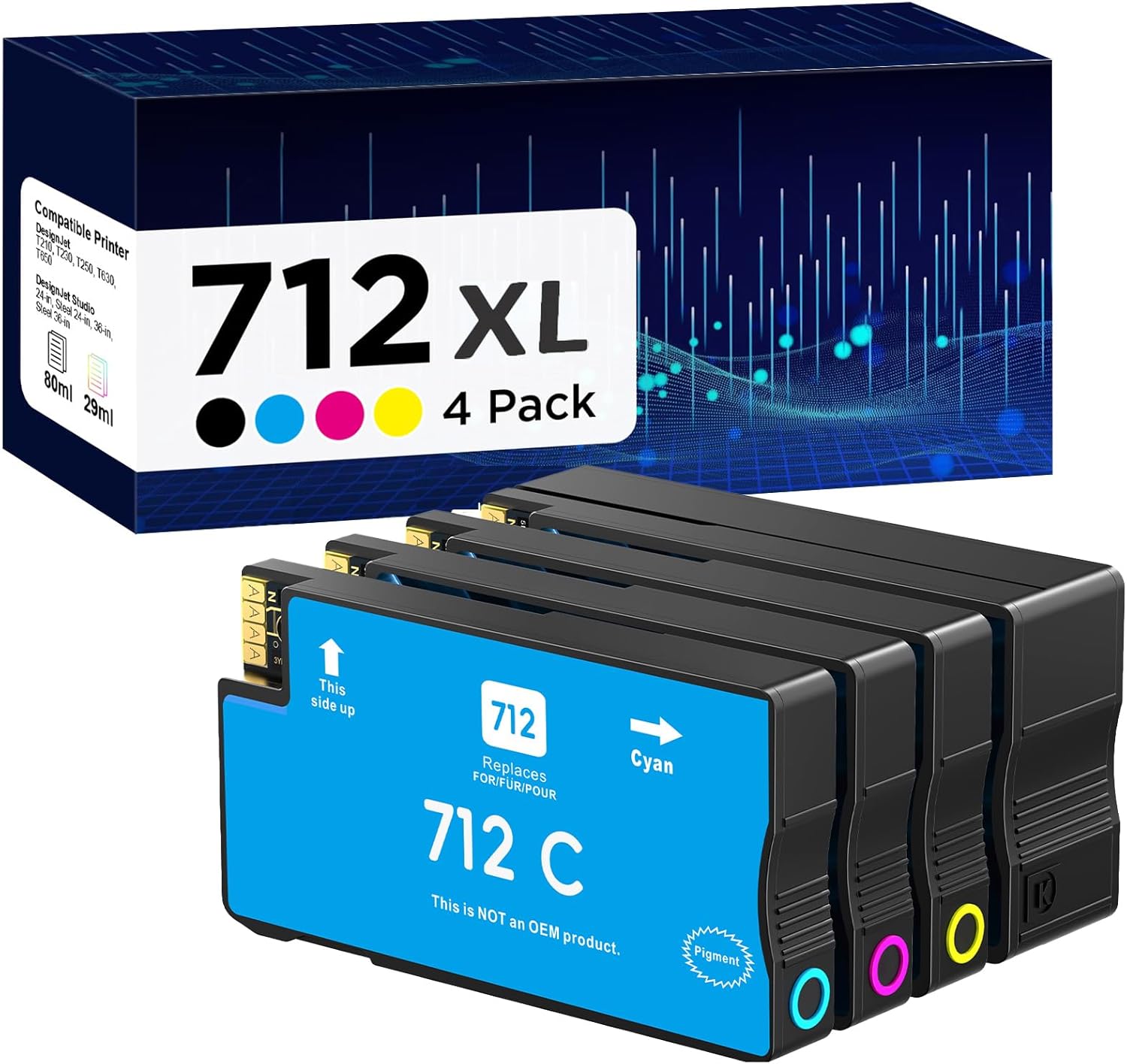 Amazon.com: belietop 712 712XL Ink Cartridges Remanufactured High Yield ...