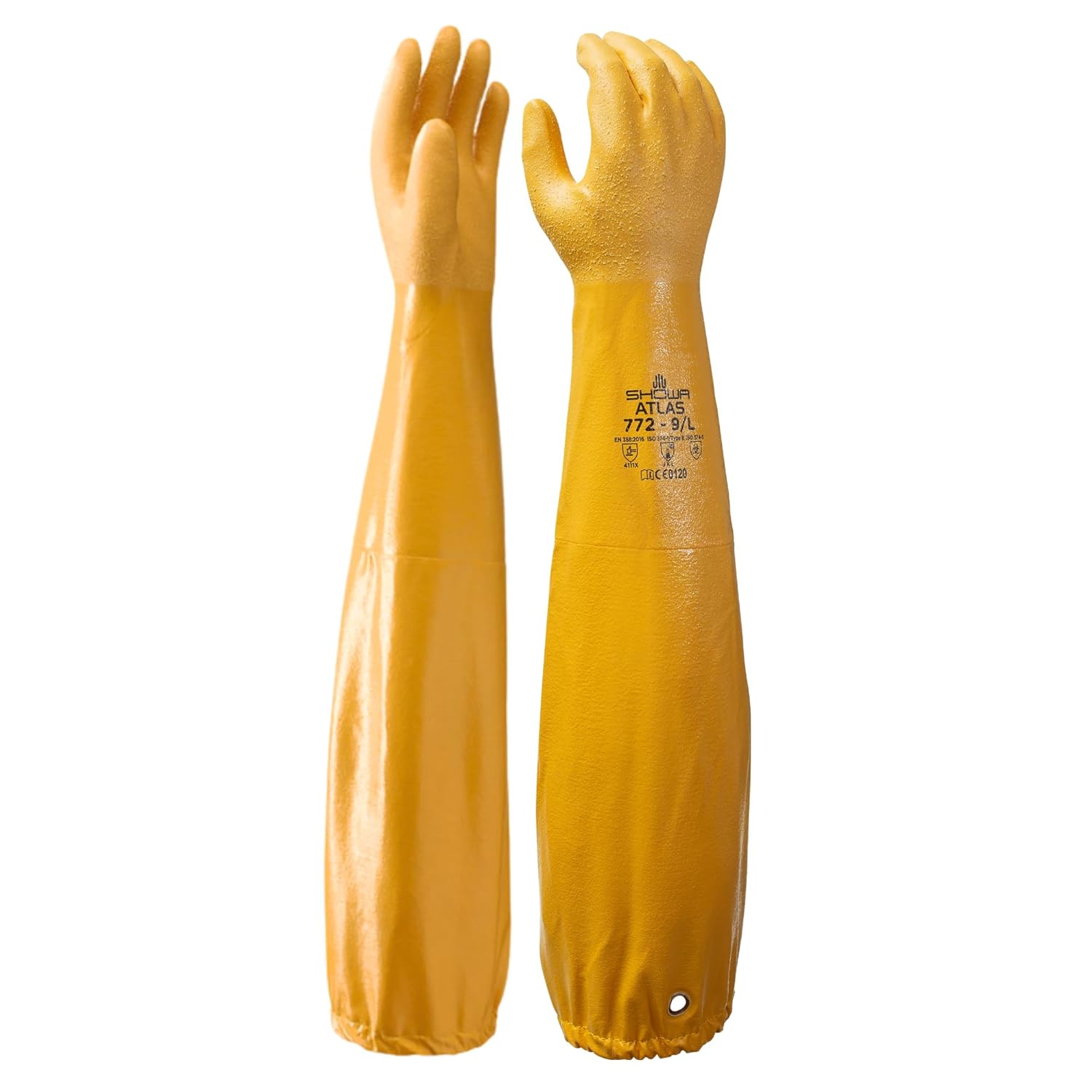 SHOWA Atlas 772 Double Nitrile Coated Full-Arm Chemical Resistant ...
