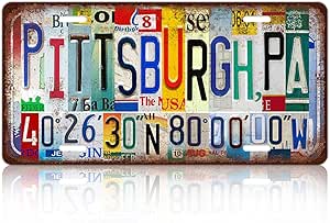 Amazon.com: Vintage City License Plate Pittsburgh,Pa Wall Decor Metal ...