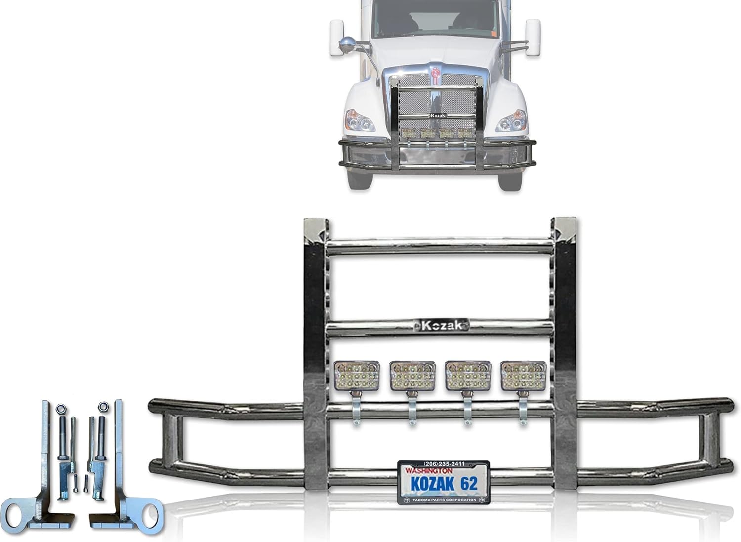 Kenworth T680 2011-2020 Steel Truck Bumper Guard - Deer Moose Guard, 4x ...