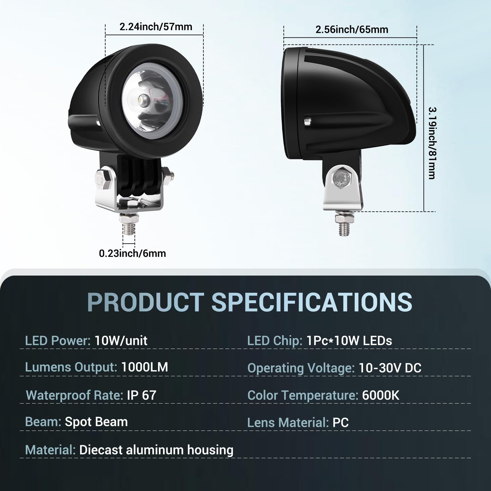Snapklik.com : 2Pcs 10W Spot Mini LED Work Light 2 Inch Round LED ...
