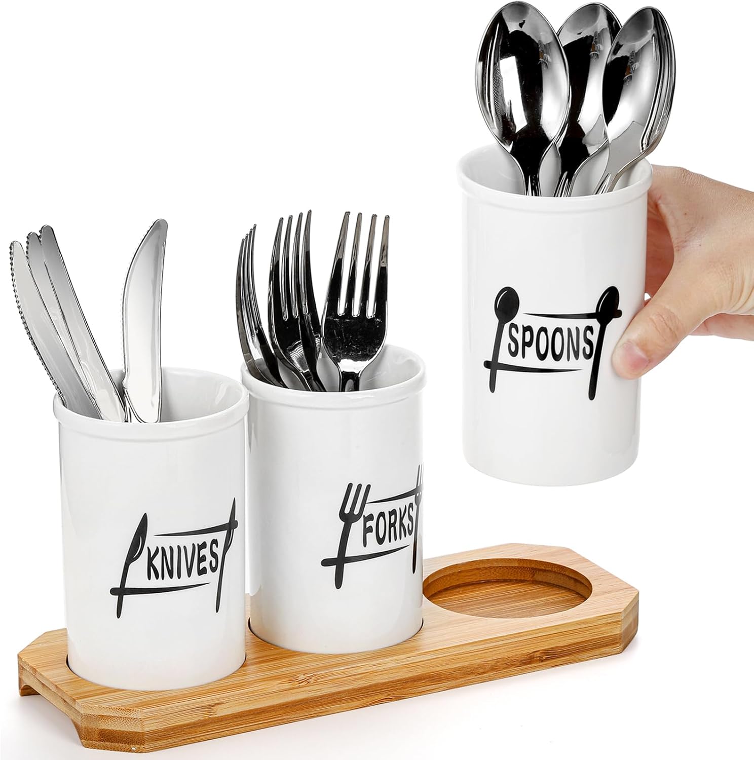 Amazon.com - Youeon 3 Pcs Ceramic Silverware Caddy Utensil Holder for ...