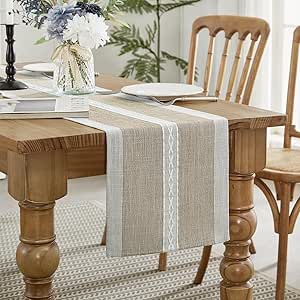 Amazon.com: Wracra Embroidered Table Runner Linen Table Runners 90 ...