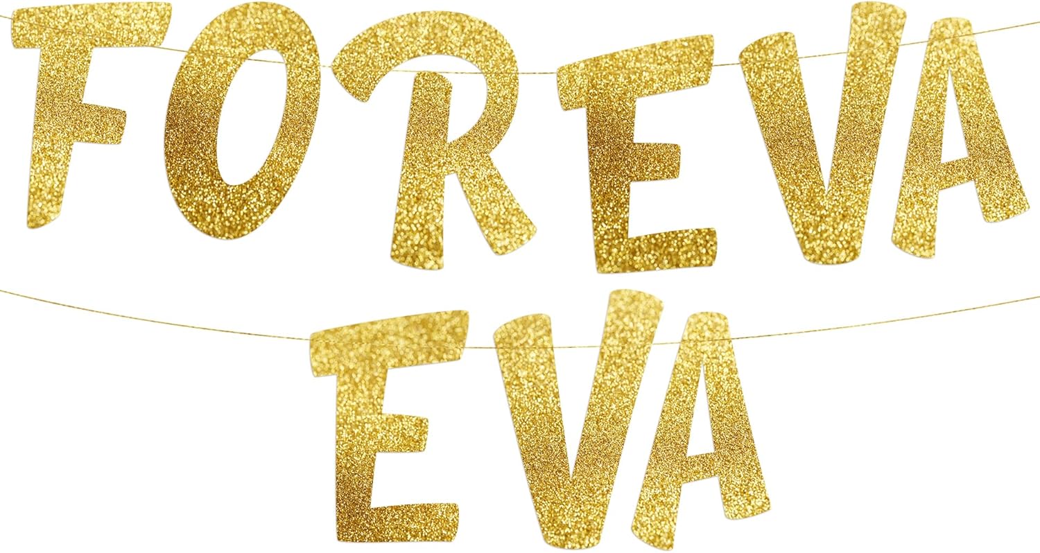 Amazon.com: Foreva Eva Gold Glitter Banner - Funny Bachelorette Party ...