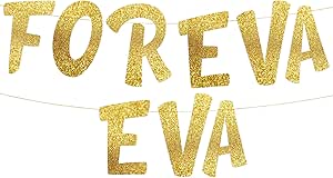 Amazon.com: Foreva Eva Gold Glitter Banner - Funny Bachelorette Party ...