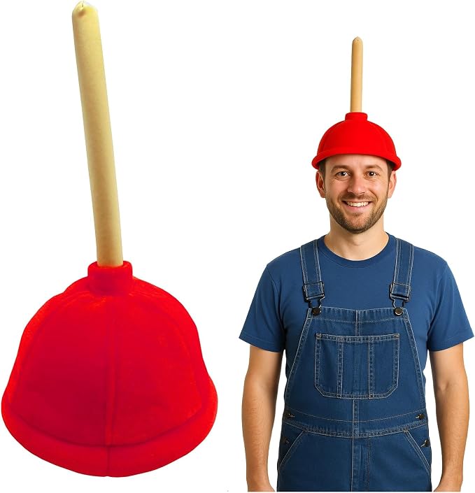 Amazon.com: Nicky Bigs Novelties Funny Prank Red Toilet Plunger Hat ...
