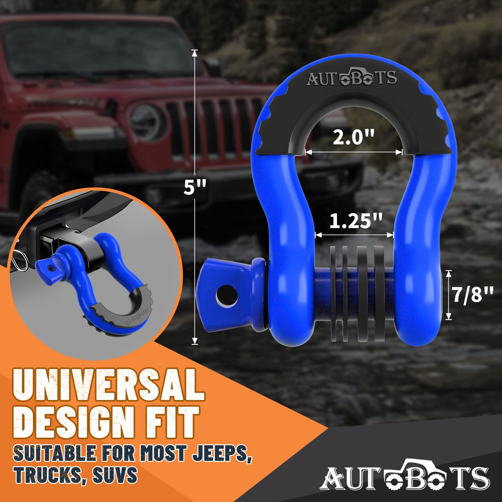 Snapklik.com : AUTOBOTS Bow Shackles 3/4" D Ring Shackle (2 Pack), 48 ...