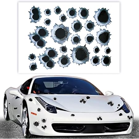 Amazon.com: 3D Bullet Hole Car Stickers, Simulation Stereoscopic Fake ...