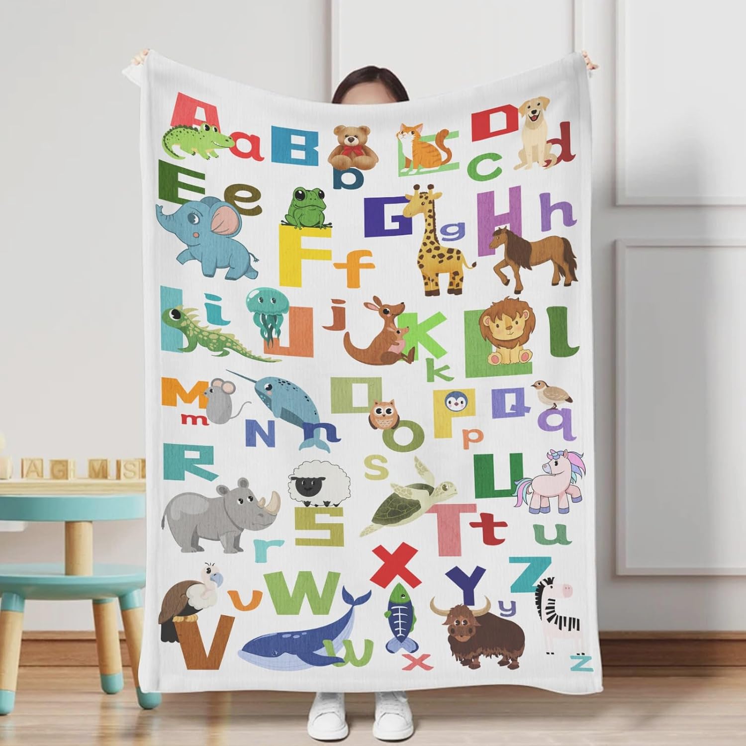 Amazon.com: Hwmmbh Cute ABC Letters Alphabet Animals Baby Blanket for ...