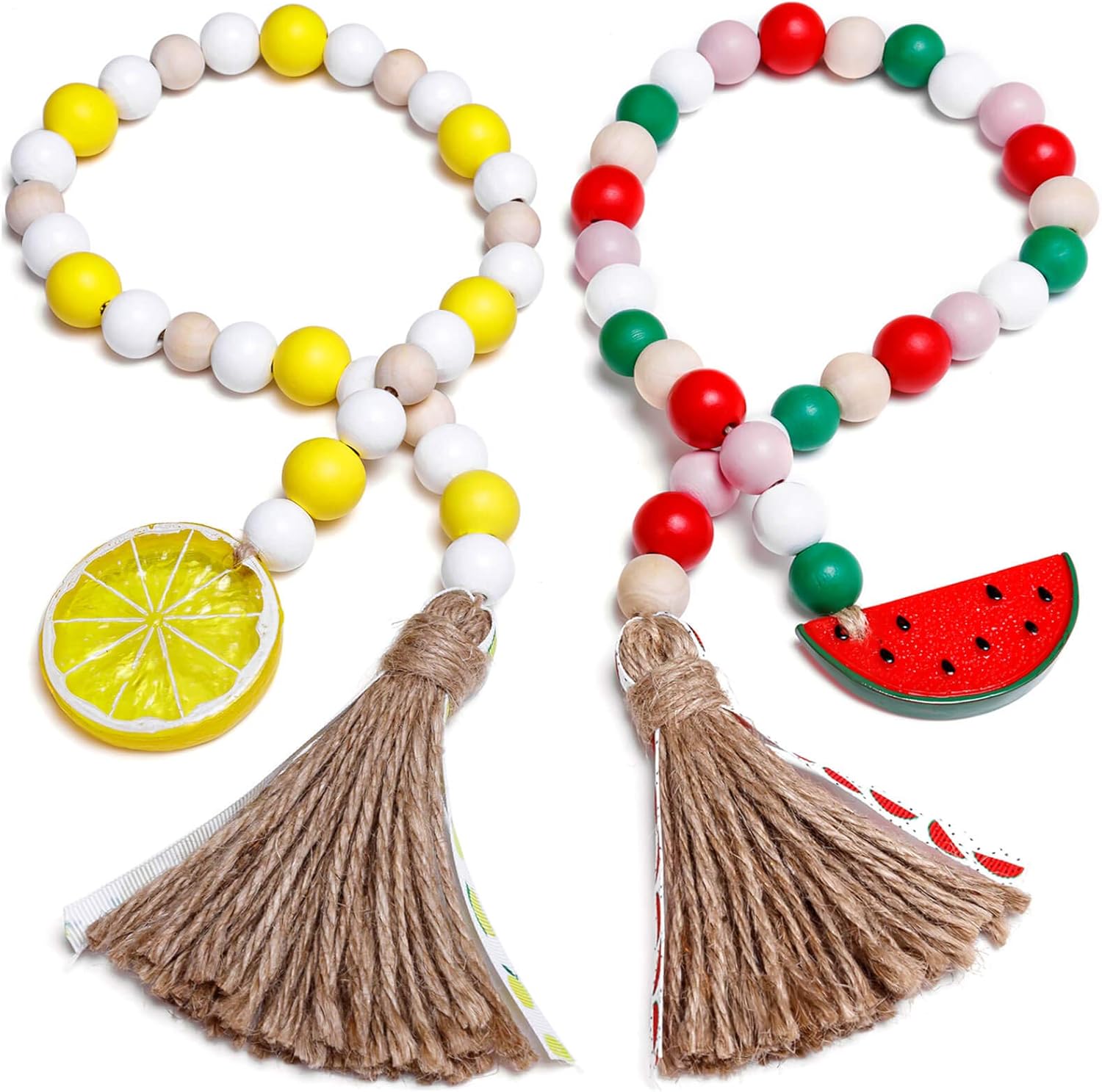 Amazon.com: YGAOHF 2PCS Fruit Wood Bead Garland, Handmade Watermelon ...