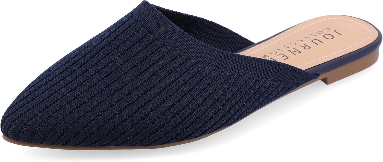Amazon.com | Journee Flat Knit Mules for Women - Closed Pointed Toe ...