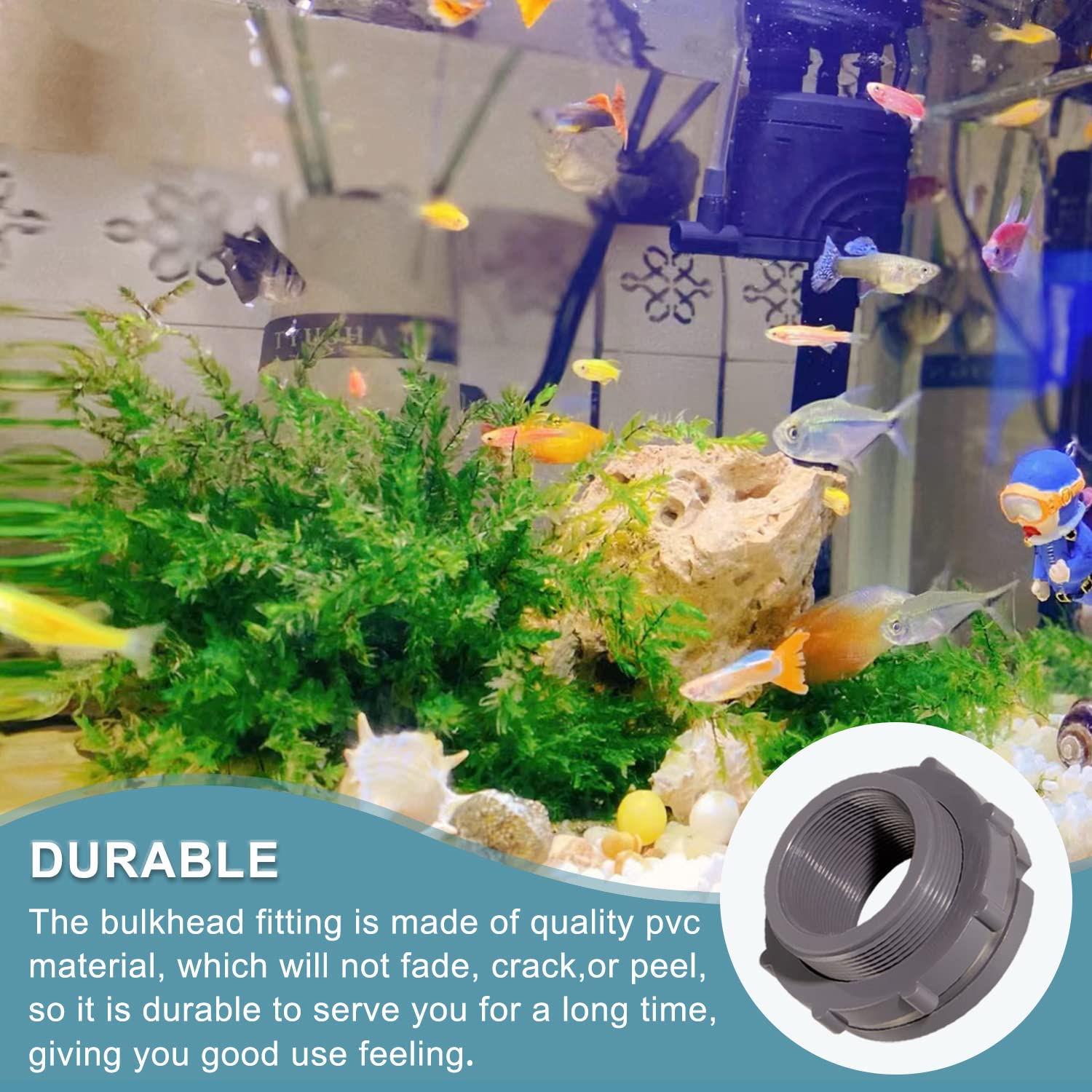 Snapklik.com : Ququyi 2 Inch PVC Bulkhead Water Tank Connector Adapter ...