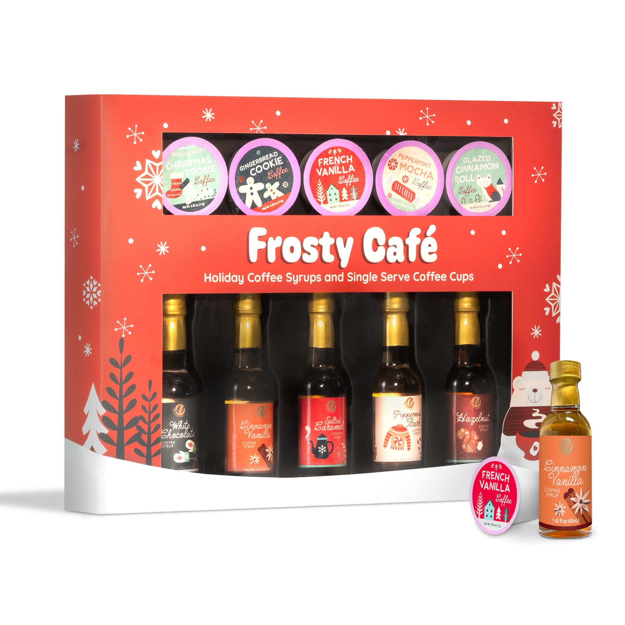 Amazon.com: Frosty Cafe10 pc. Coffee Holiday Flavor K-Cup and Syrups ...
