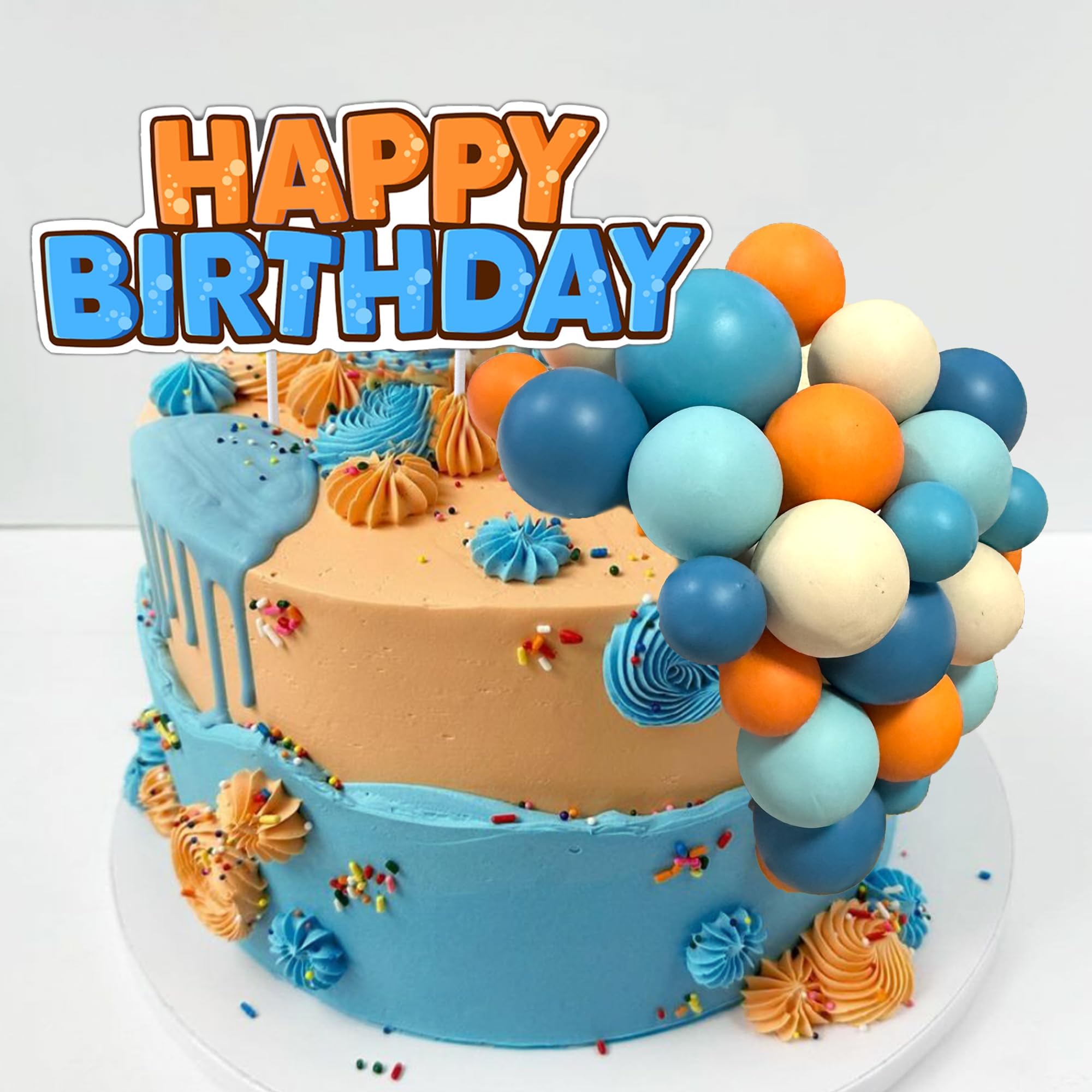 Gabby Dollhouse Cake Topper Blue Rainbow Cake Topper Set With Orange ...