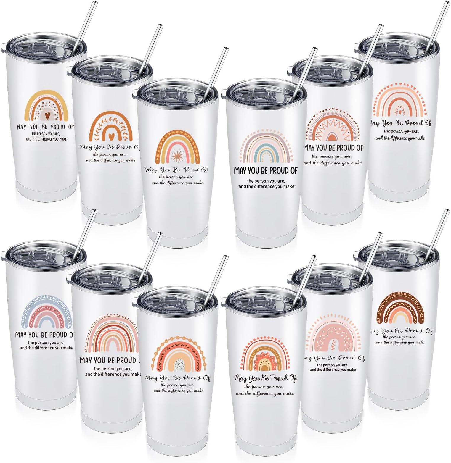Amazon.com | Norme 12 Pcs Thank You Gifts Grateful Tumbler Cup Colorful ...