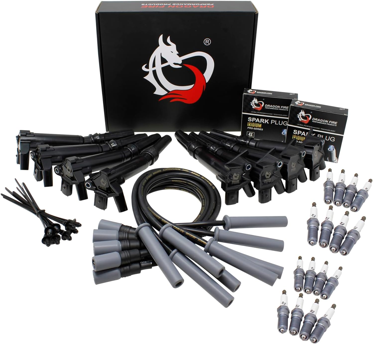 Amazon.com: DRAGON FIRE PERFORMANCE Ignition Coils IRIDIUM Spark Plugs 150ohm 10mm Spark Plug ...