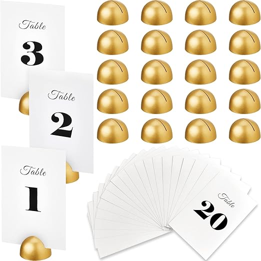 Amazon.com | 20 Pieces Round Table Number Cards Stands Modern Cursive ...