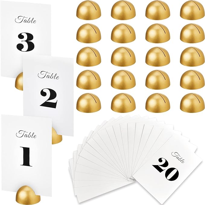 Amazon.com | 20 Pieces Round Table Number Cards Stands Modern Cursive ...