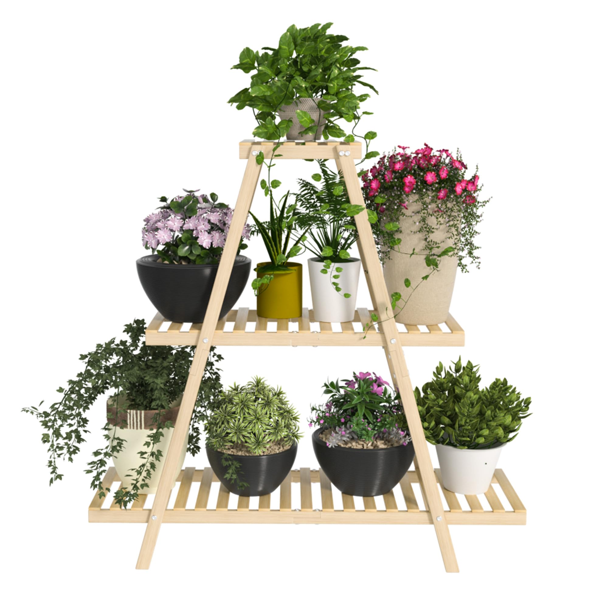 Bamboo Plant Stand Indoor, 3 Tier Tall Plant Storage Stand Table Top ...