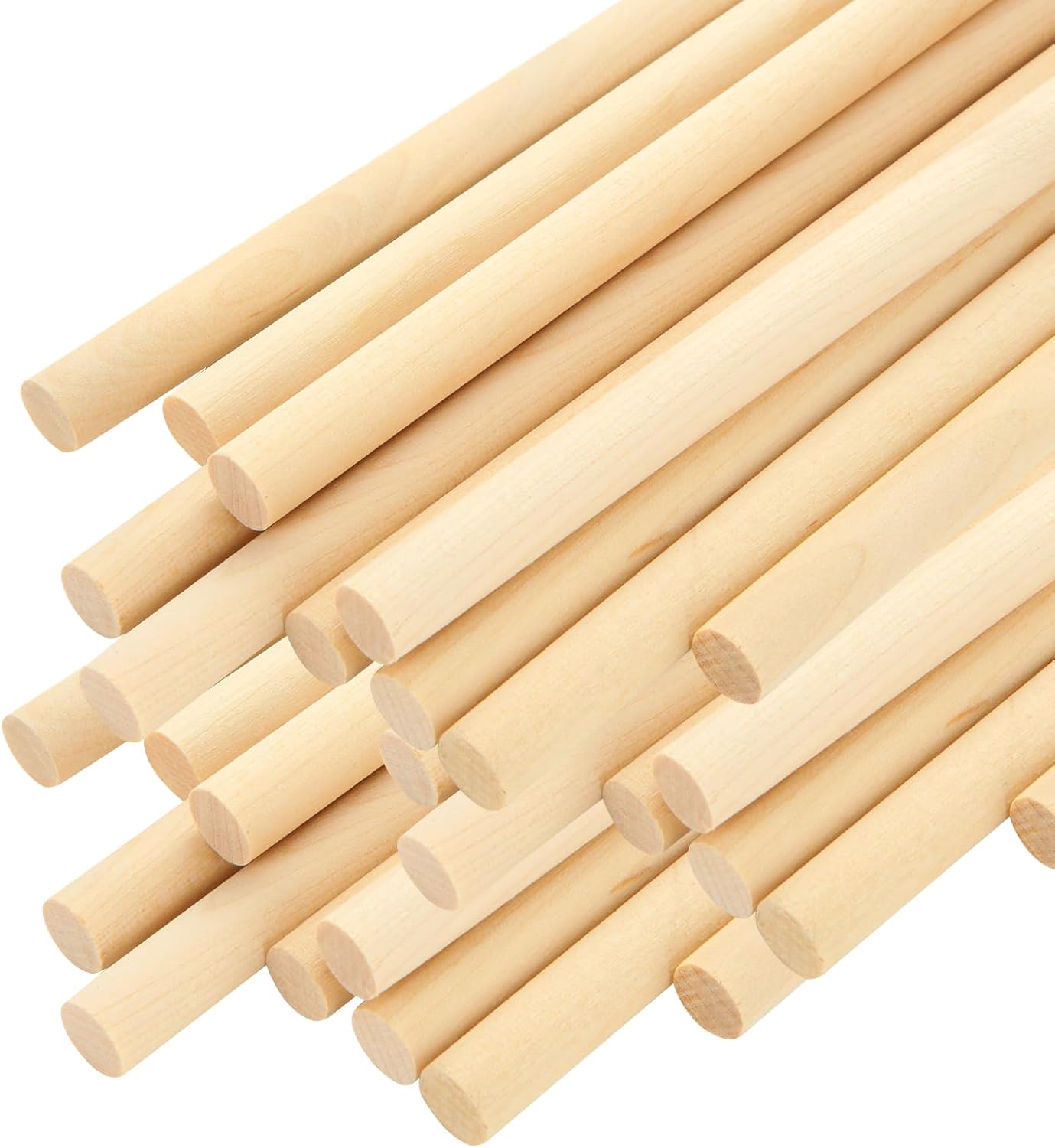 SHUESS 100 Pcs 300 x 10mm Wooden Dowels - Unfinished Natural Wood Dowel ...