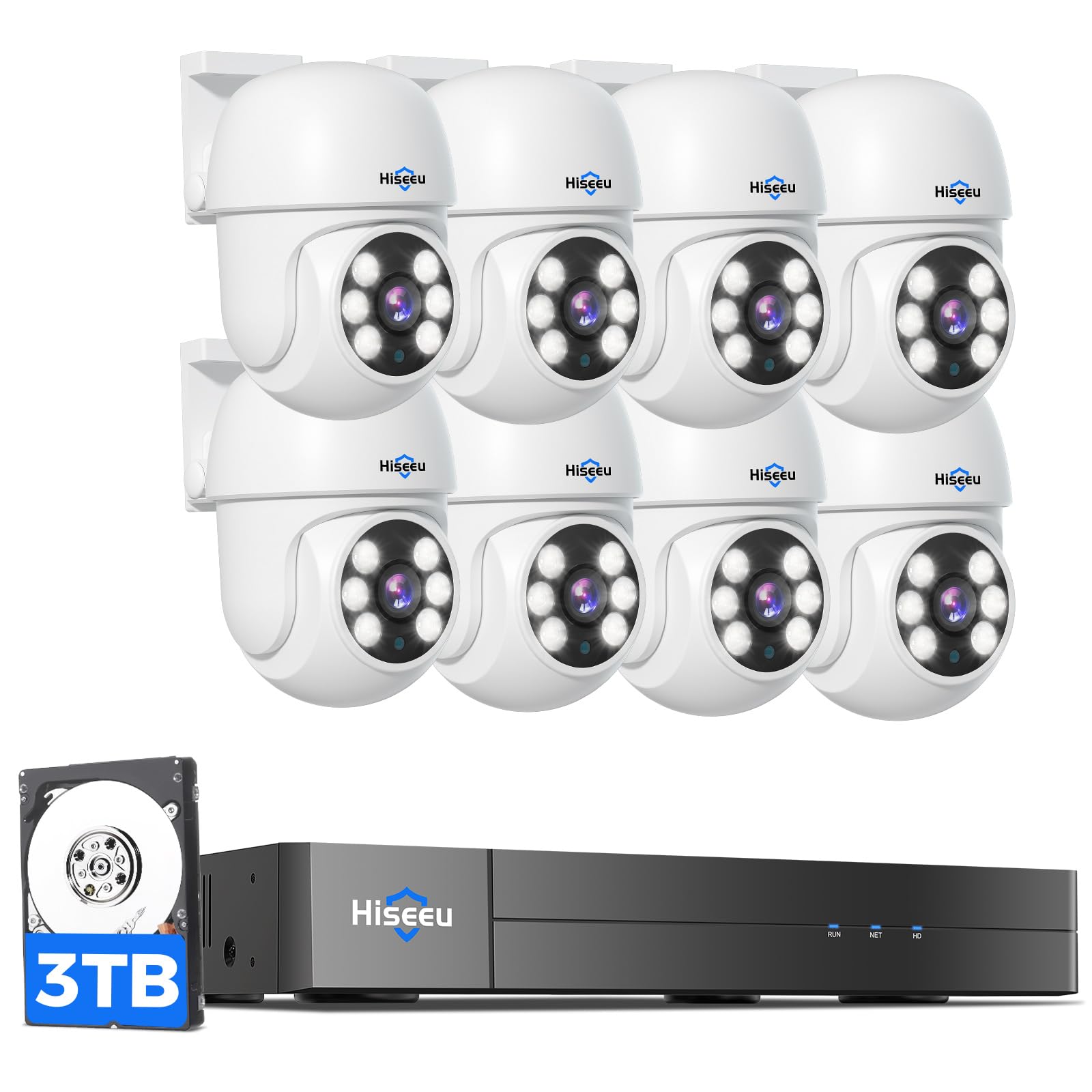 Amazon.com : Hiseeu 3K PTZ 360°View Wired Security Camera System with ...