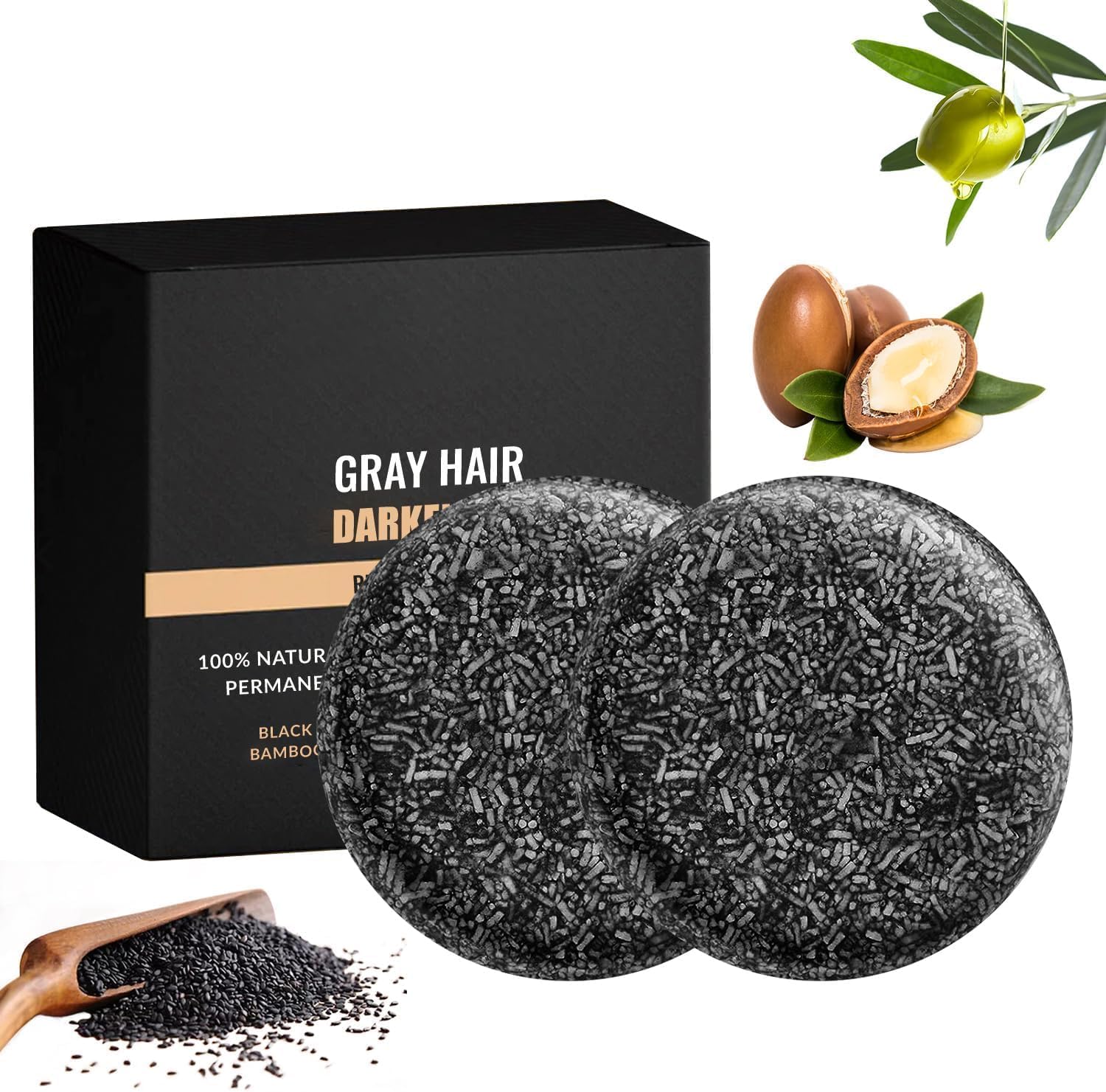 Amazon.com : FIONEL Shampoo-bars Black Soap For Gray Hair, 3PCS Gray ...