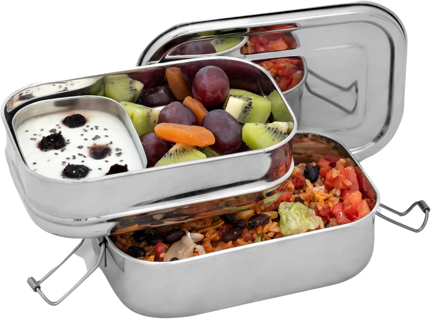 Amazon.com: FigTree – 3 Tier Stainless Steel Lunch Box with Snack Pod ...