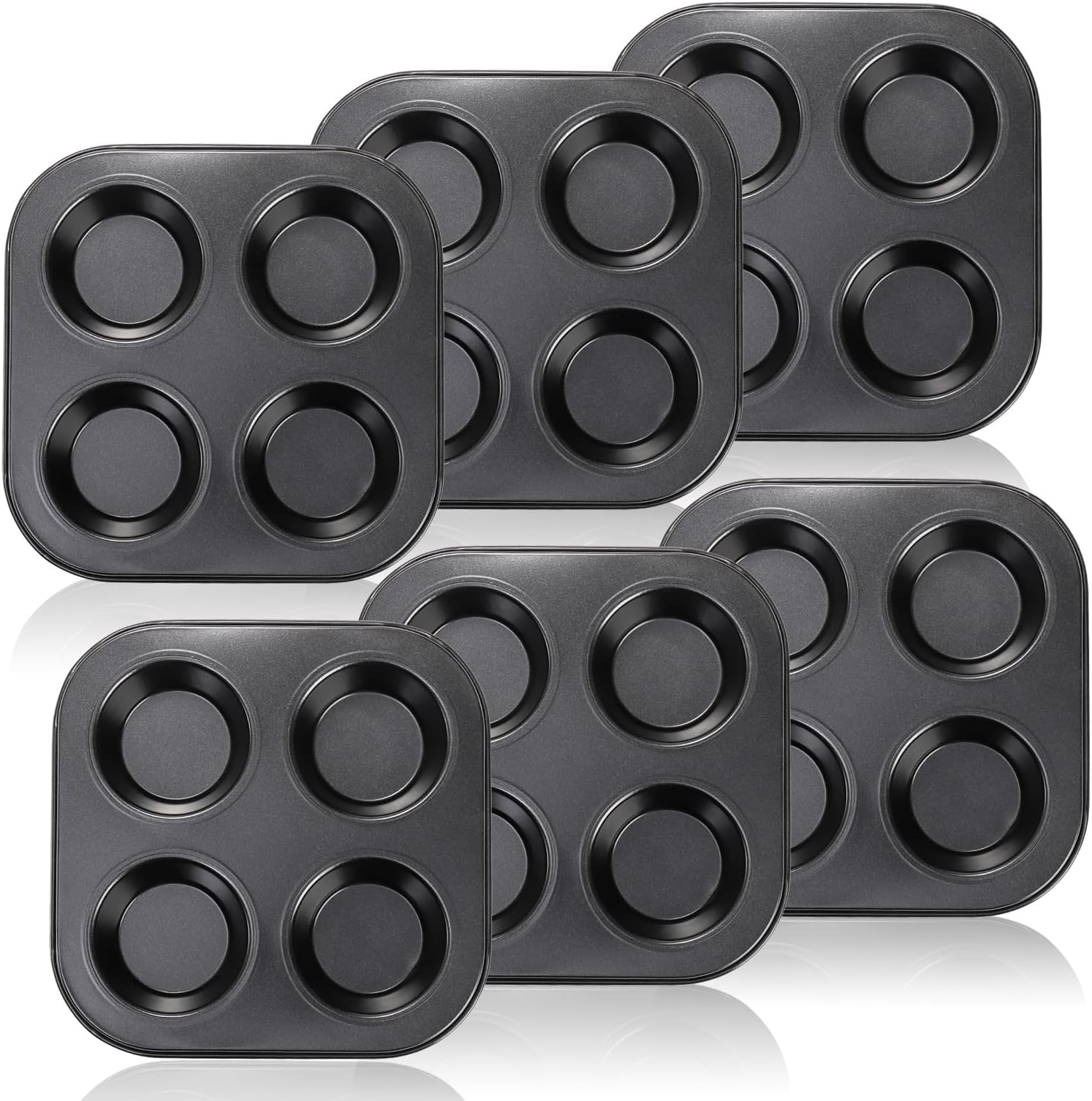 Amazon.com: Acshio 6 Pack Muffin Pan, 4 Cup Non-Stick Air Fryer Small ...