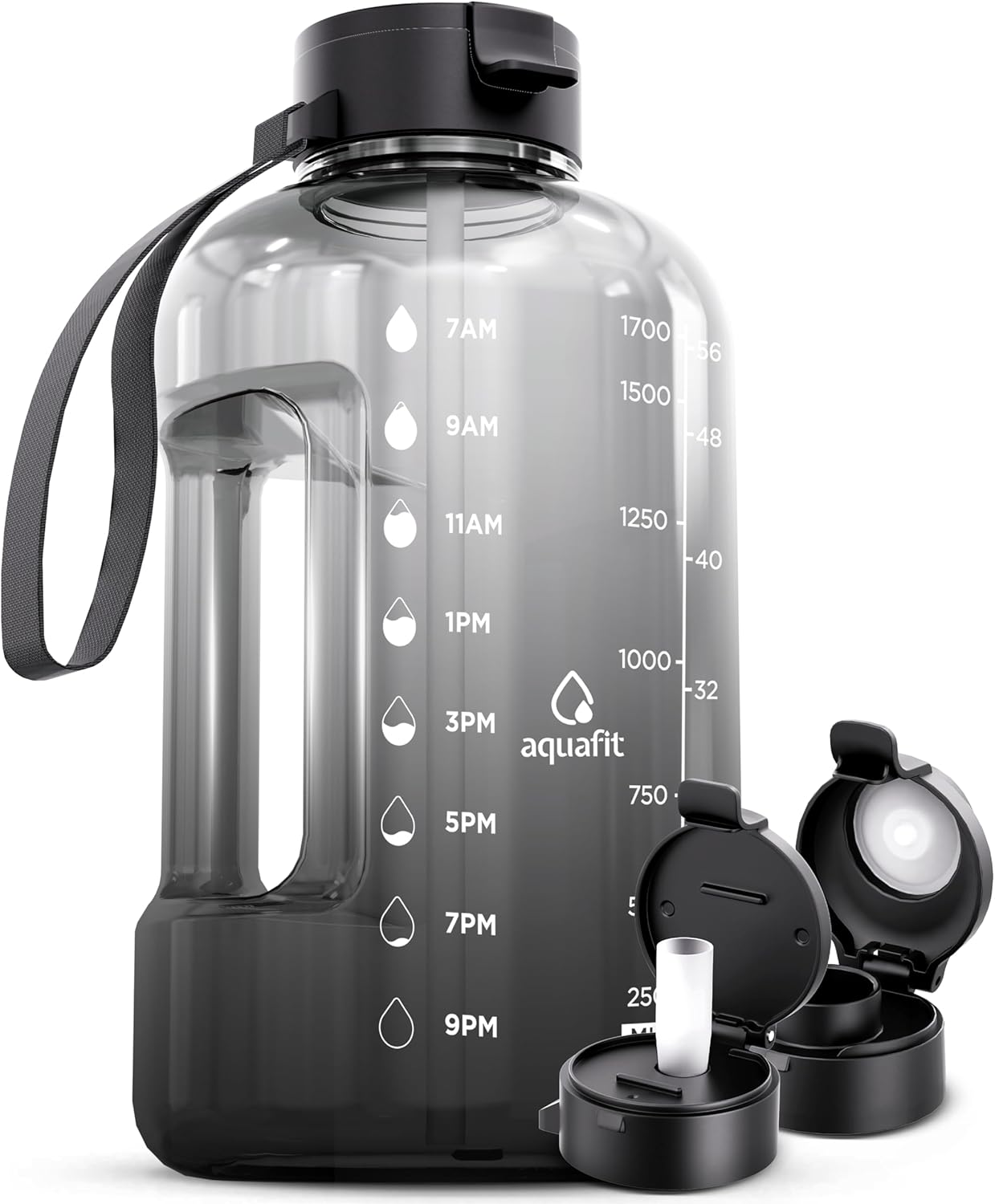 AQUAFIT 2 Litre Water Bottle with Straw - Water Bottle 2L with Time ...