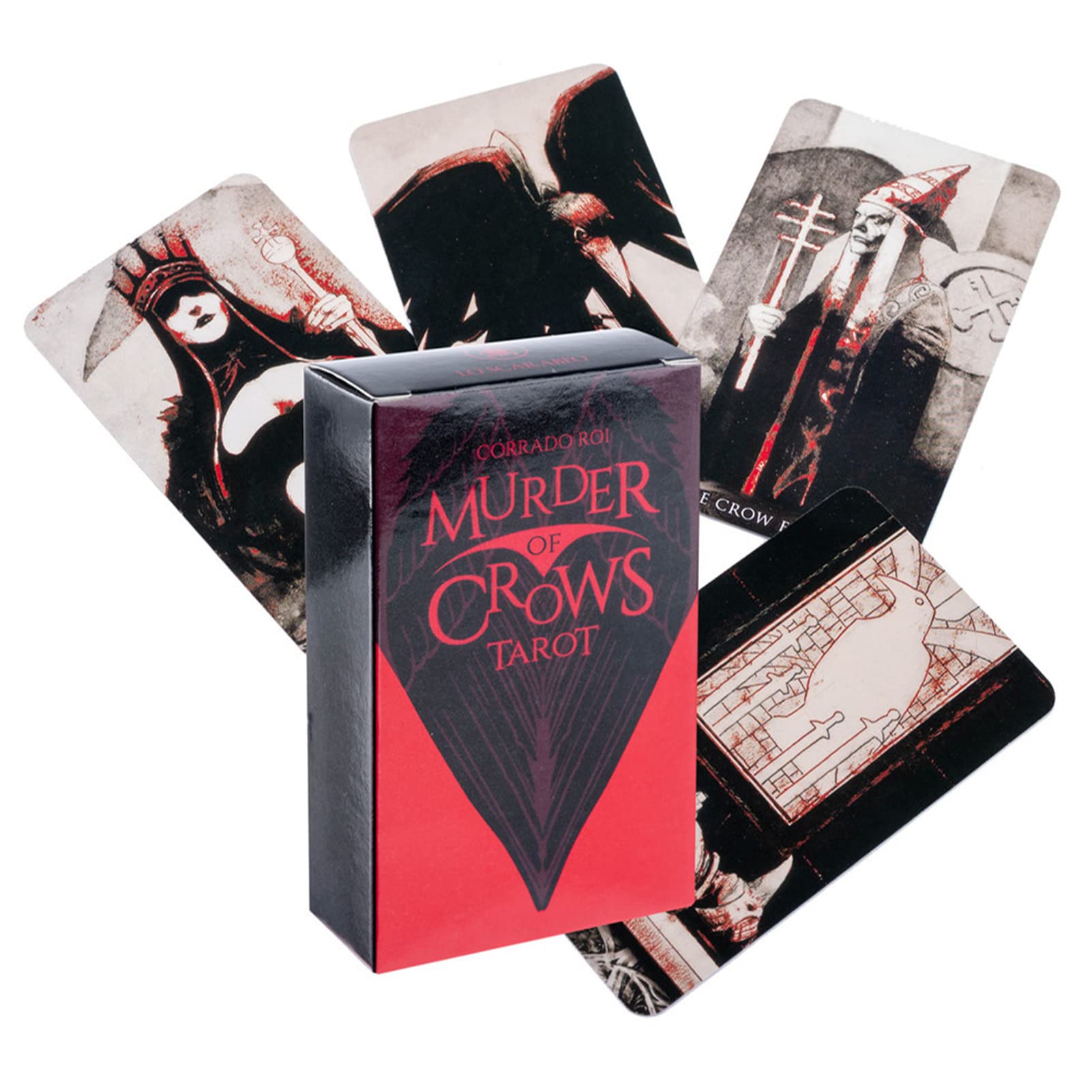 Buy Fikujap 78 Murder of Crows Tarot Cards Deck Set, Rimless Black ...