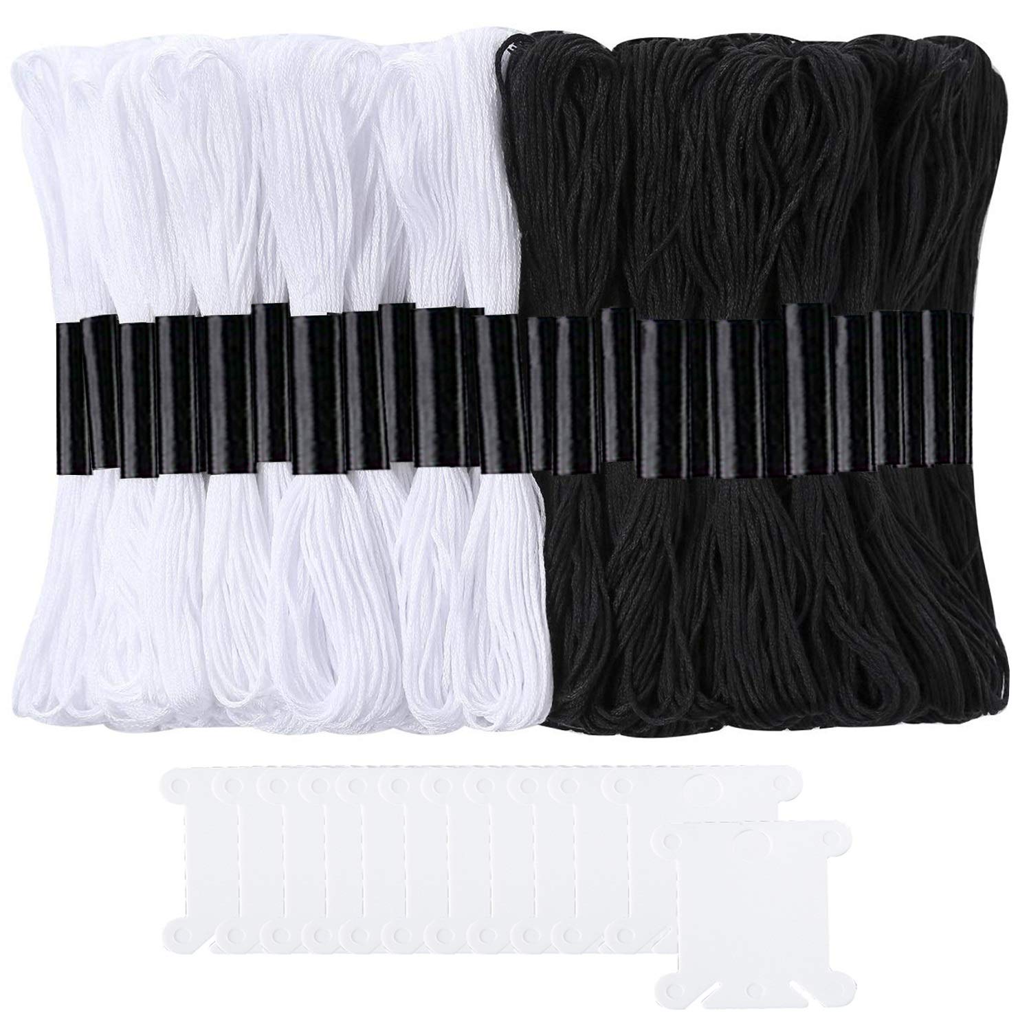Peirich 24 Black White Embroidery FOSS Friendship Bracelets Floss for ...